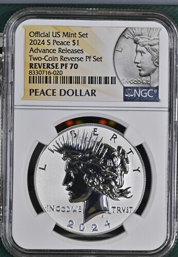 2024-S 2 COIN REVERSE PROOF MORGAN AND PEACE SET NGC PF 70 ADVANCE ...