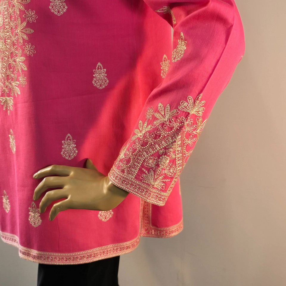 Sigrid Olsen Signature Embroidered Pink Tunic Top Womens Sz Small | eBay