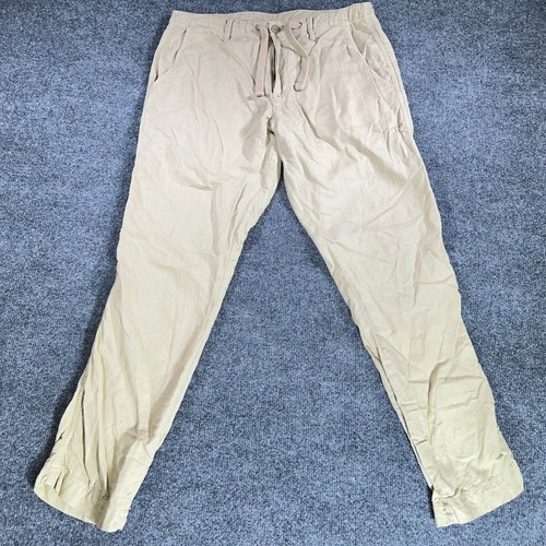 Gap Pants Men 32x30 Beige Linen Joggers Drawstring Loose Flat Casual Beach Chino | eBay