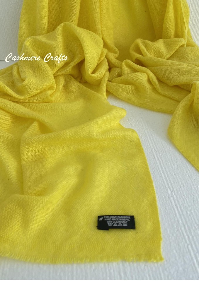 Bright Yellow Cashmere Scarf Shawl Stole Throw 100% Pashmina Nepalese ...