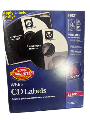 Avery CD/DVD Labels, Laser #5692 - 40 Disc 80 Spine, White (New Sealed ...