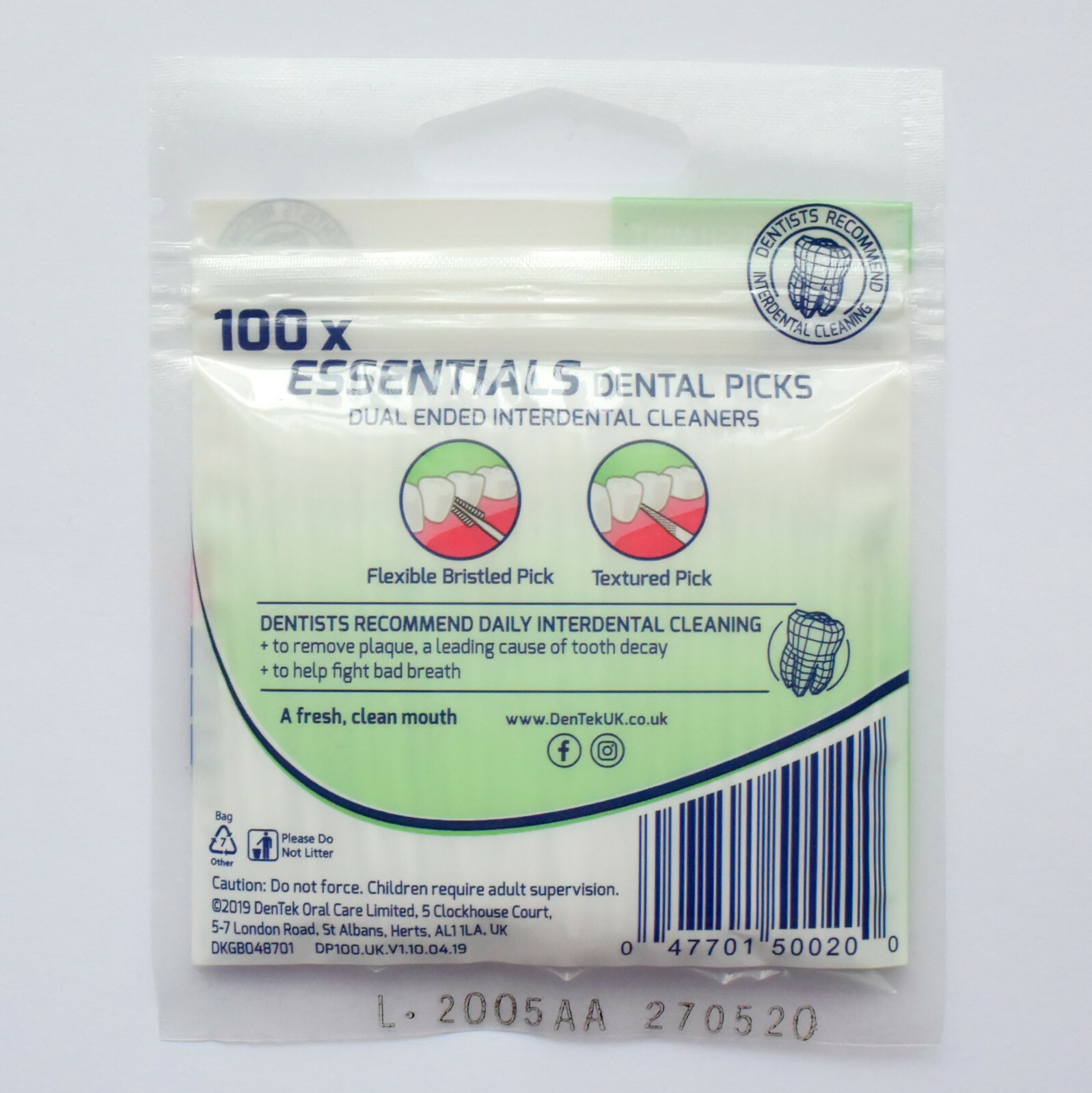 Dental Picks x100 DenTek Flexible Textured Bristled ToothPicks ...