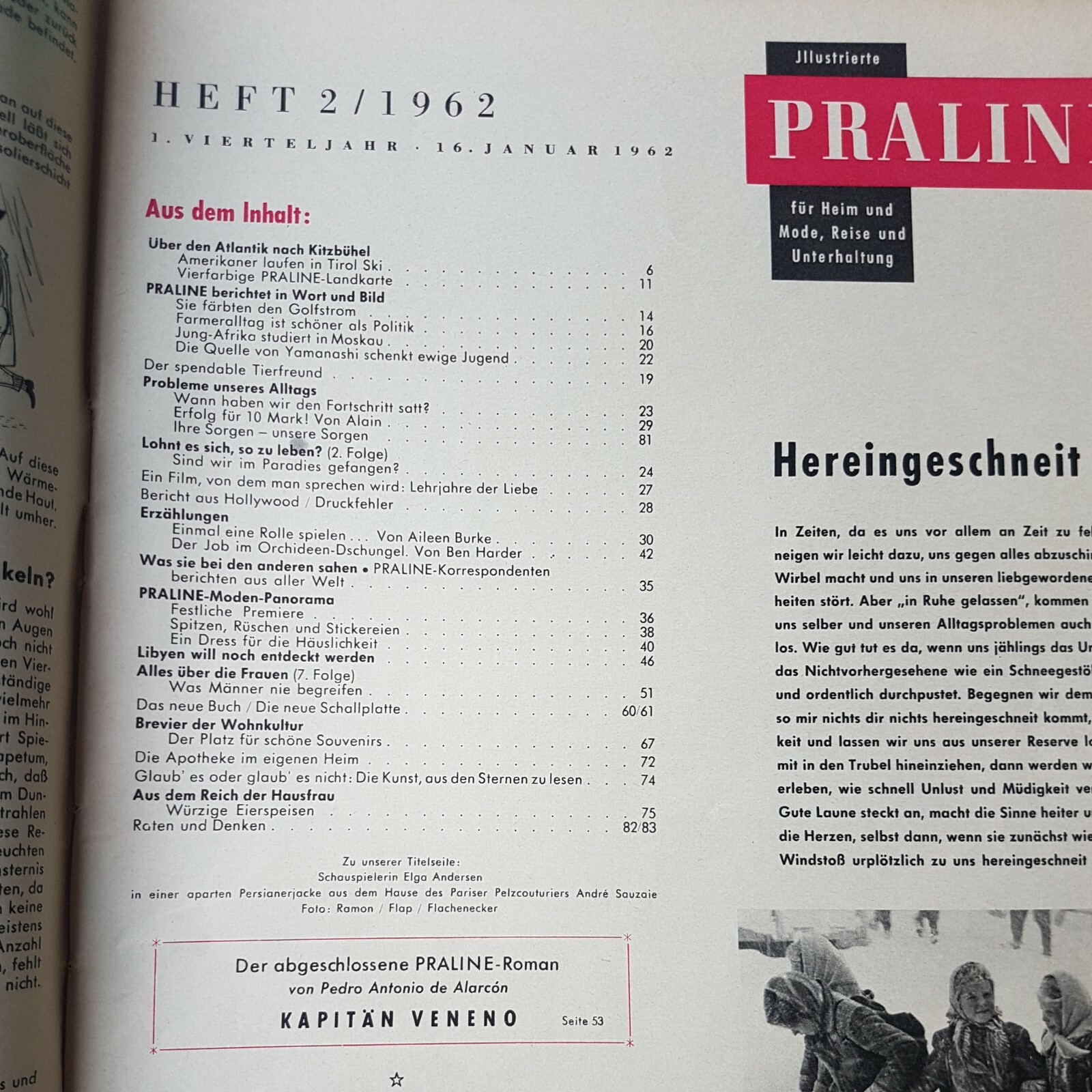 "Praline" Nr. 2/1962, vom 16.01.1962, Zeitschrift, Magazin, sehr guter ...