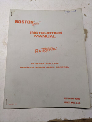 BOSTON GEAR INSTRUCTION SERVICE MANUAL RATIOTROL PE SERIES SCR SPEED ...