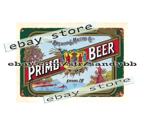 Honolulu Brewing Malting Co Primo Beer metal tin sign office dressing ...