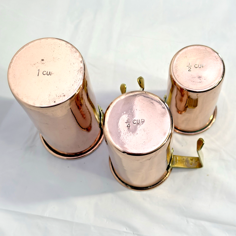 Vintage B & M Douro Copper Measuring Cups 3 Piece Set Benjamin & Medwin ...
