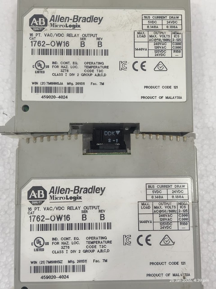 Allen Bradley 1762-OW16 Micrologix Relay Output Module Ser B Rev B Sell ...