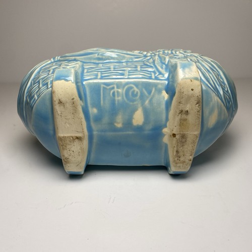 Vintage McCoy Ceramic Pottery Baby Bassinet Basket Crib Blue Planter | eBay