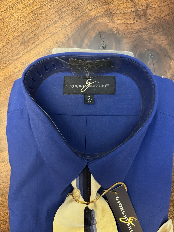 Giorgio Brutini Men’s Dress Button Up Long Sleeve Shirt With Tie New ...