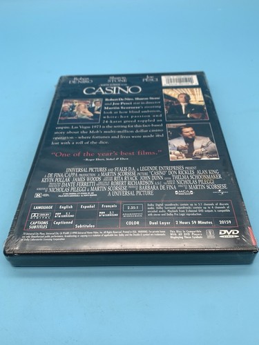 Casino (DVD, Widescreen) Robert Deniro Joe Pesci Sharon Stone Martin ...