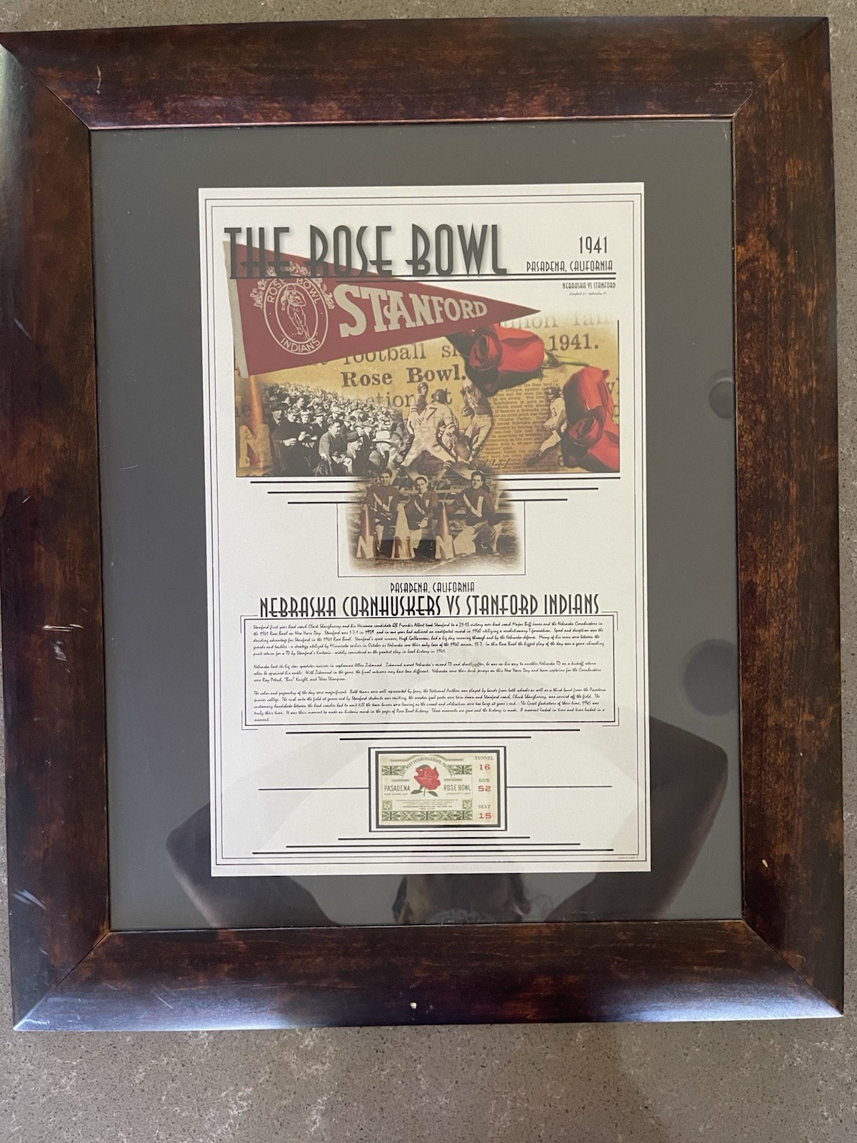 Nebraska Cornhuskers V Stanford Memorabilia Football Framed Wall ...