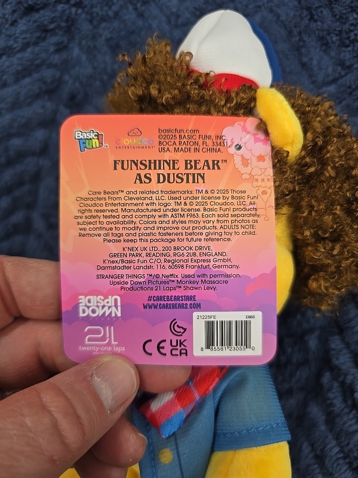 Care Bears x Stranger Things Fun Size Plush - Funshine Bear as Dustin ...