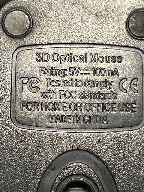 3D Optical Mouse Black USB - RTM 019 Rating- 5V-100mA for Home or ...