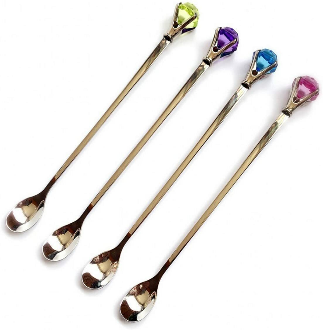 4X Tableware Rhinestone Stainless Steel Mixing Spoon Cocktail Shaker ...