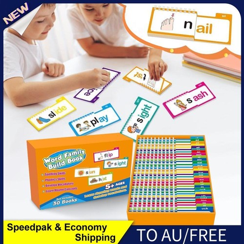 AU 30 Read And Rhyme Flip Books Word Families Flash Cards Letter Sounds ...