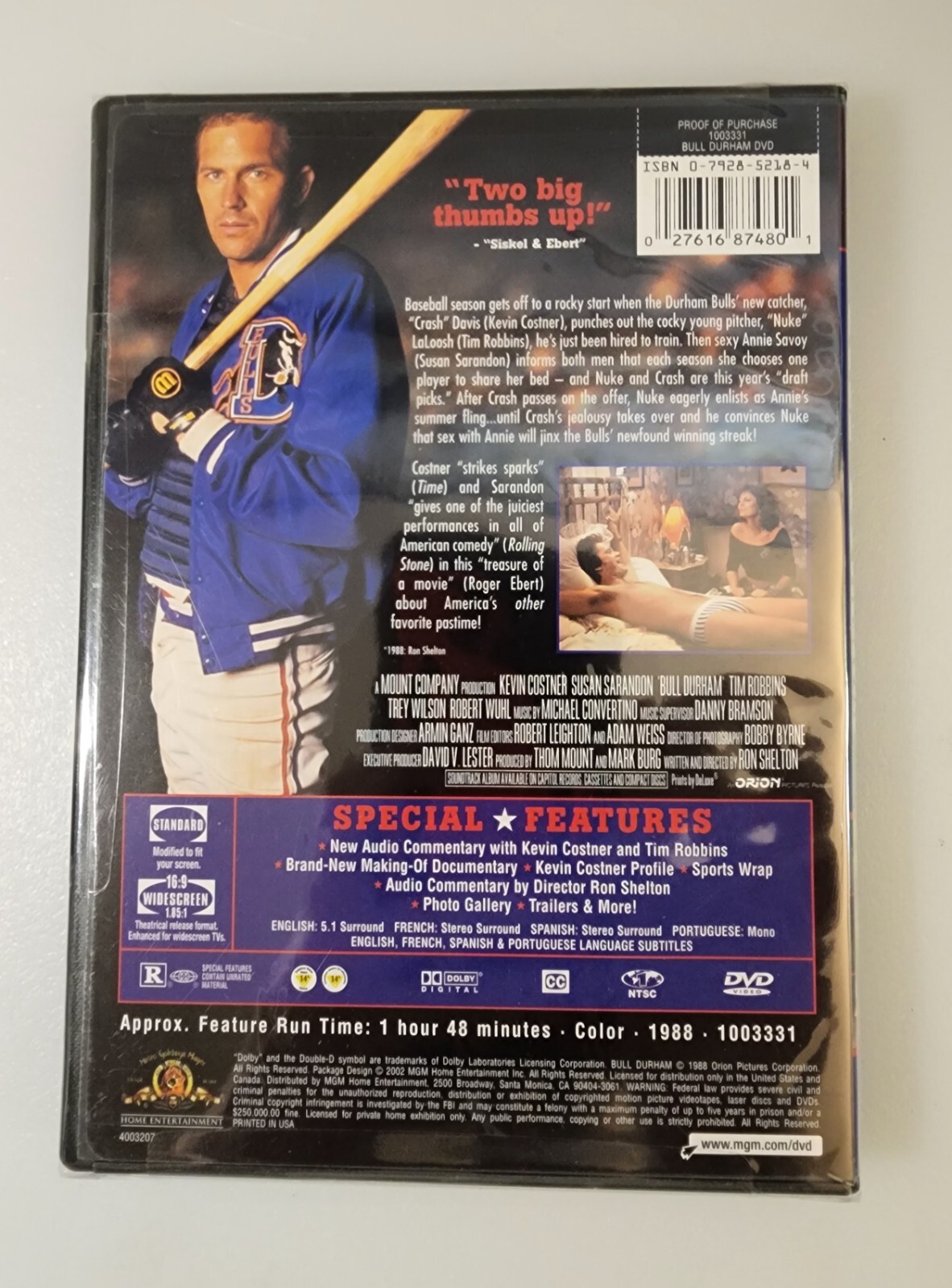 Bull Durham DVD (1988 Special Edition Kevin Costner, Susan Sarandon ...