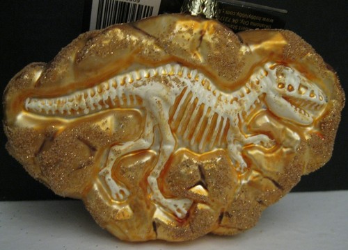 ROBERT STANLEY HOME COLLECTION GLASS DINOSAUR FOSSIL ORANGE ORNAMENT ...