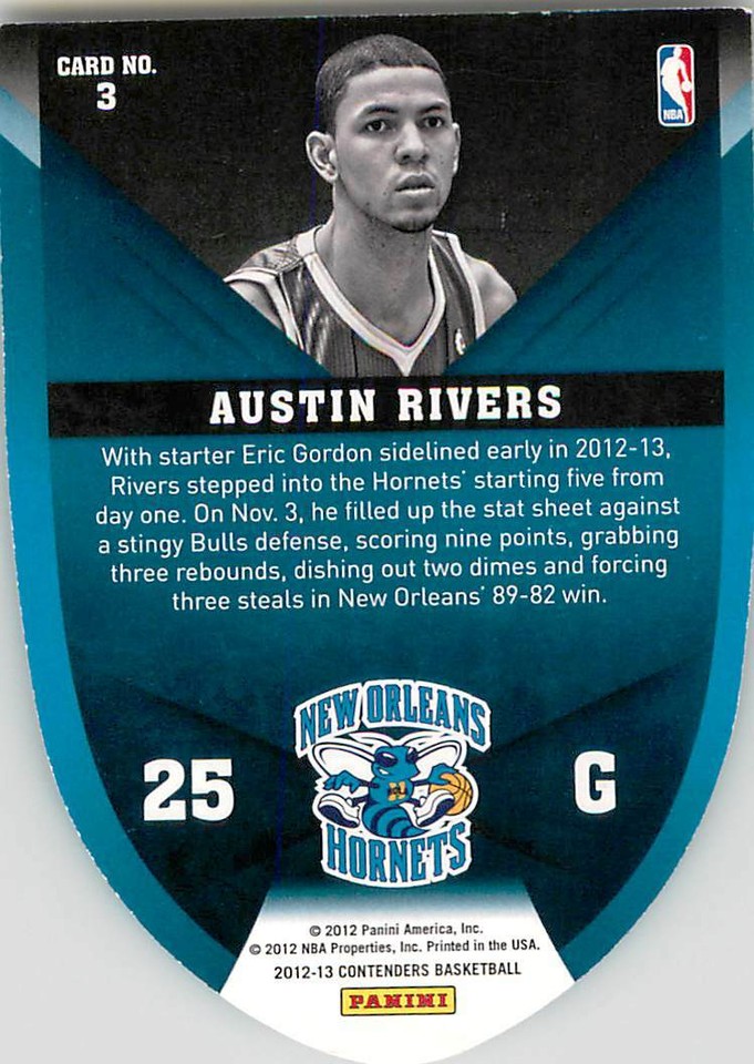AUSTIN RIVERS 2012-13 Contenders ROOKIE OF THE YEAR CONTENDERS DIE CUT ...