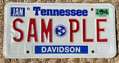 94 TENNESSEE TN LICENSE PLATE TAG SAMPLE DAVIDSON COUNTY | eBay