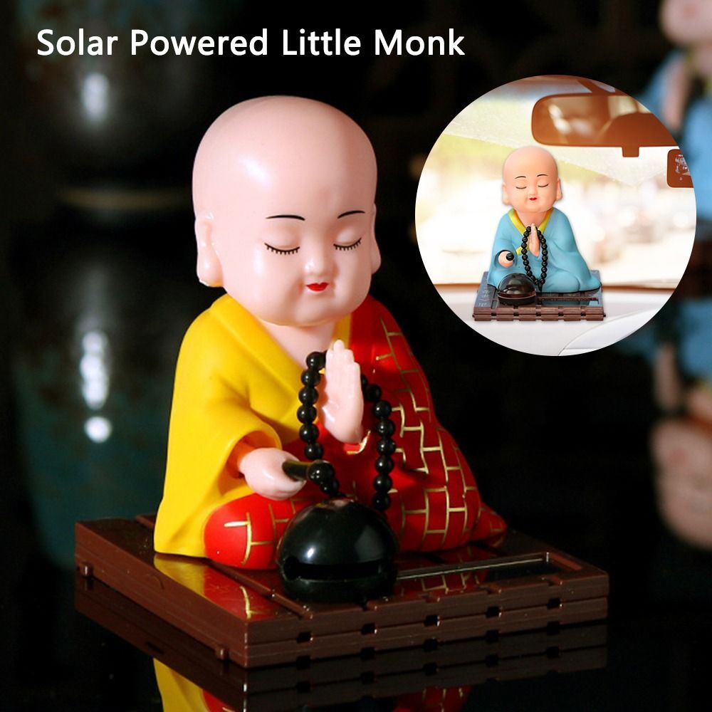 Monk Doll Figurines Statues Car Dash Board Decoration Solar Powered ...
