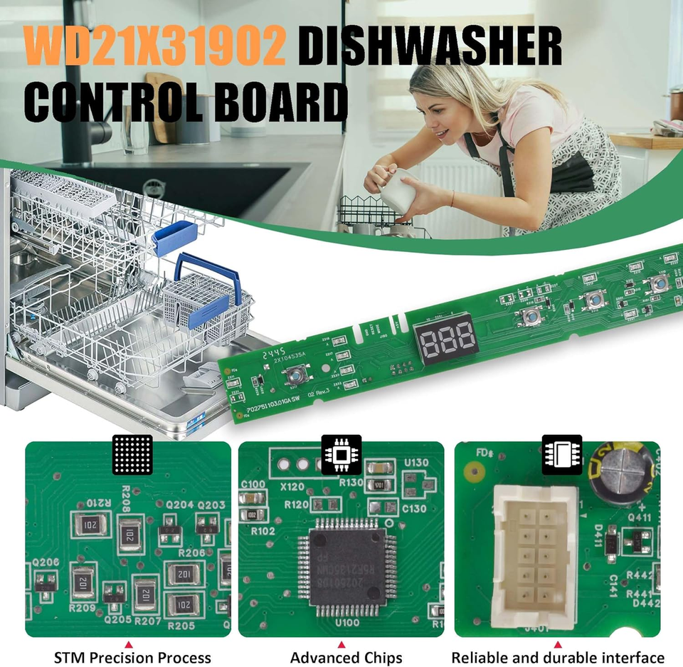 WD21X31902 WD21X31902C WD21X23462 Dishwasher Control Board Compatible ...