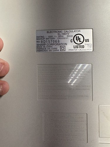 Sharp El-1801V Adding Machine 12-Digit 2-Color Calculator Tested It ...