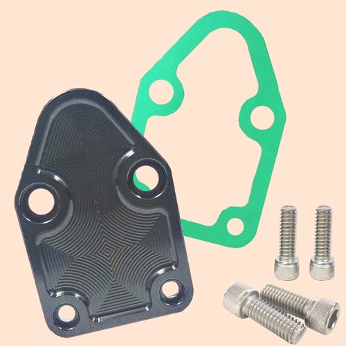 Billet SBC Chevy Fuel Pump Block-Off Plate Gasket w/Bolts Kit 283 327 ...