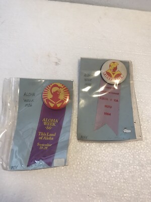 2 Vintage 1984 and 1986 HAWAII ISLAND FESTIVAL ALOHA WEEK RIBBON on ...