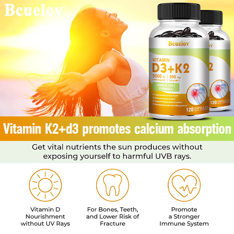Vitamin D3 K2 Supplement Softgels 120 capsules - Extra Strength D3 K2 ...