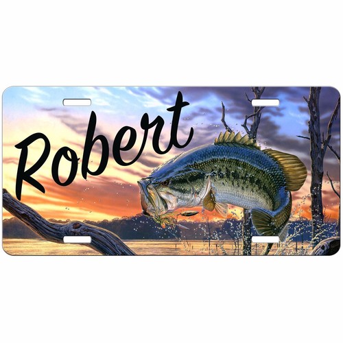 BASS FISH PERSONALIZED LICENSE PLATE CUSTOM CAR TAG FISHING VANITY ...