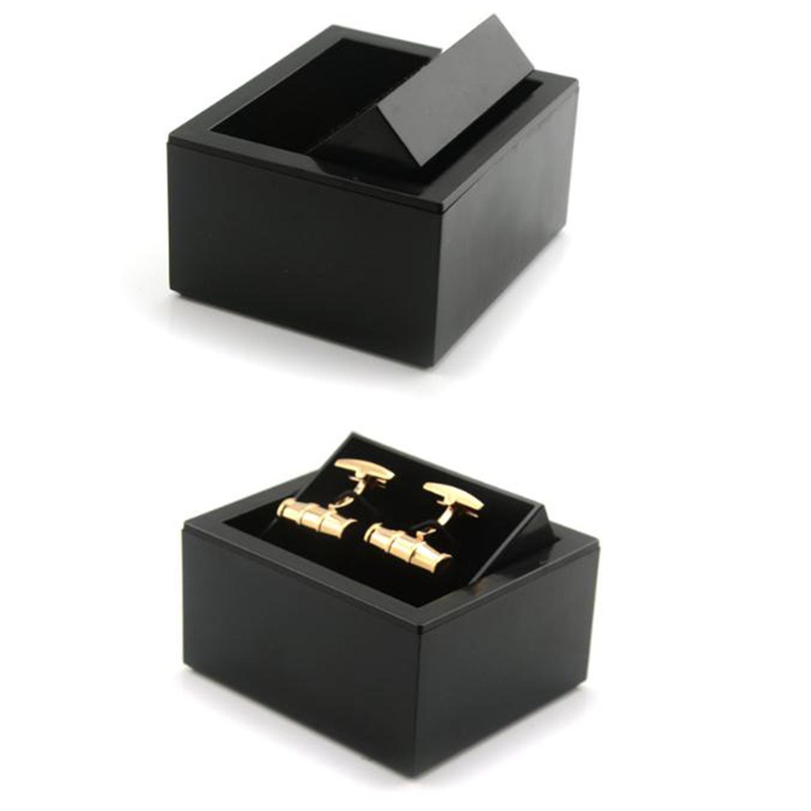 Cufflink Box Case Flip Cover Rotating Earrings Box Black Jewelry Gift ...