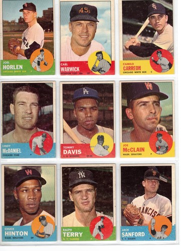 Rare 1963 Topps MLB Baseball Card Lot - 9 Vintage Card | eBay