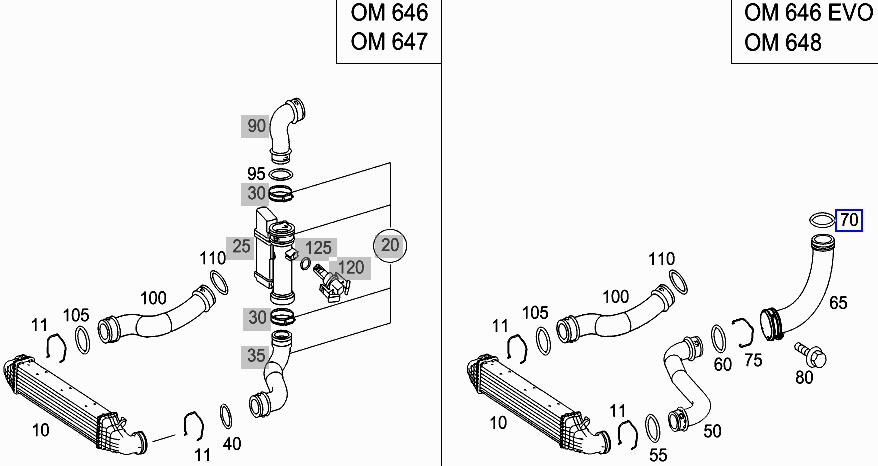 Mercedes OM646 Moteur Admission Tuyau Joint Torique A0149976645 Neuf ...