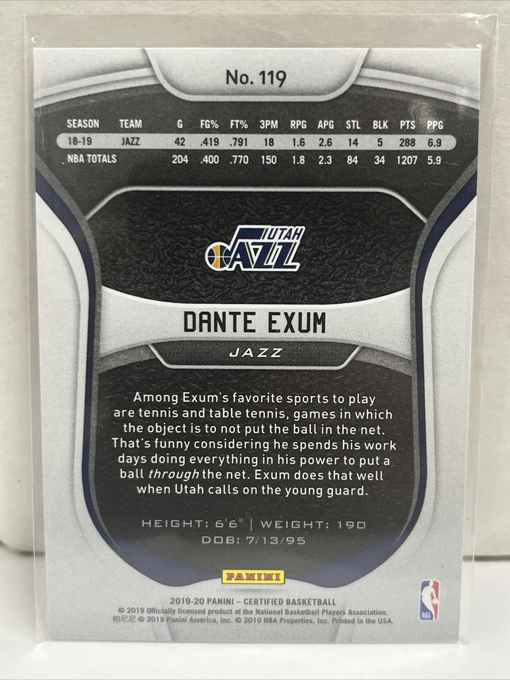 2019 Certified #119 Dante Exum Red Foil | eBay