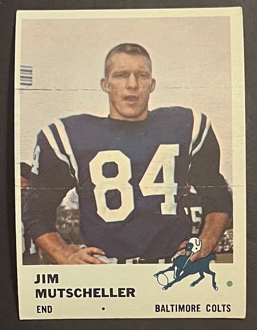1961 FLEER JIM MUTSCHELLER #34 BALTIMORE COLTS BAD TOP RIGHT CORNER NOT ...
