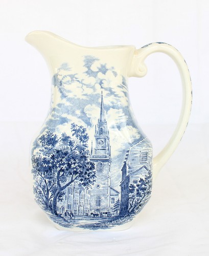 Liberty Blue Historic Colonial Scenes, Old North Church Ceramic Pitcher ...