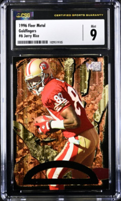 ⭐️ JERRY RICE 1996 FLEER METAL GOLD FINGERS #6 CSG 9 MINT GRADED CARD 🔥 ...