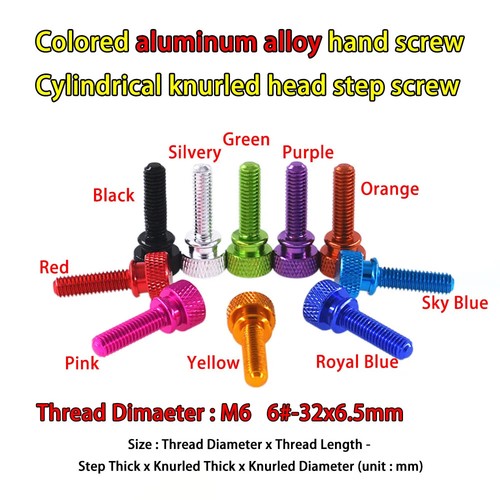 M6 Color aluminum alloy hand screws Cylindrical knurled head step bolts ...