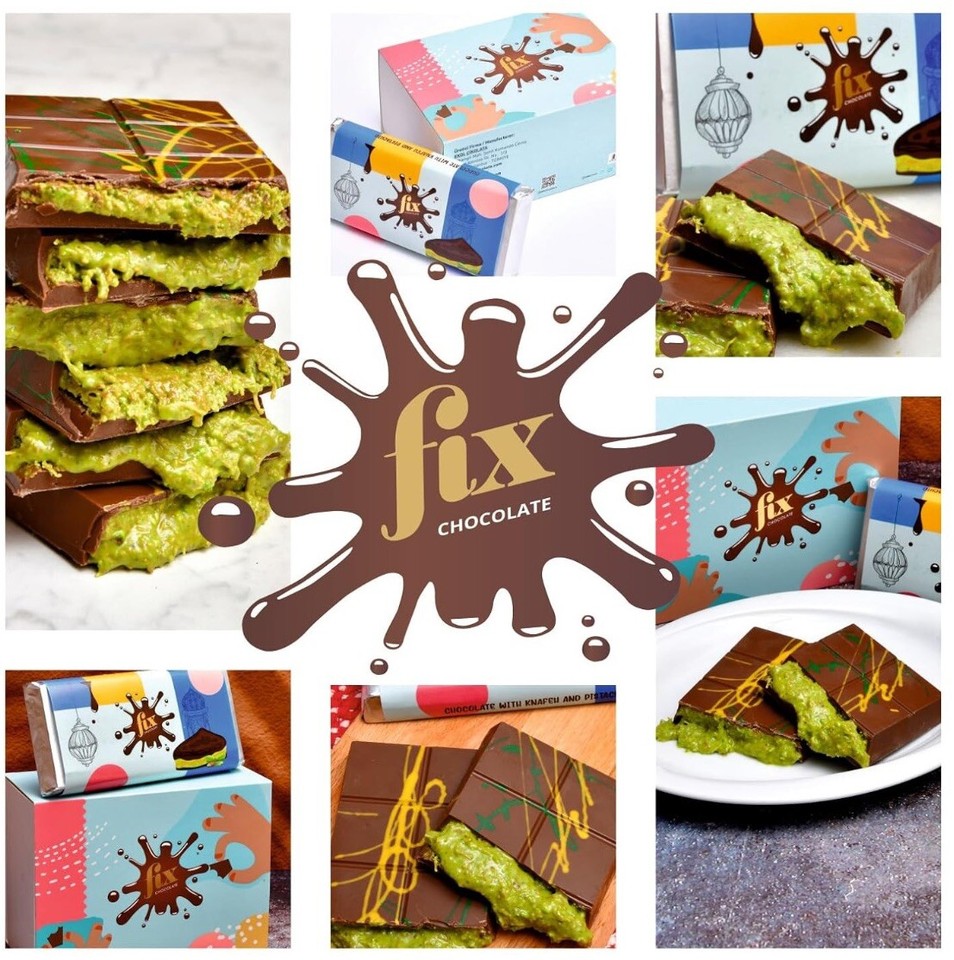 Dubai Chocolate bar with pistachio filling, Fix Dessert Chocolatier ...