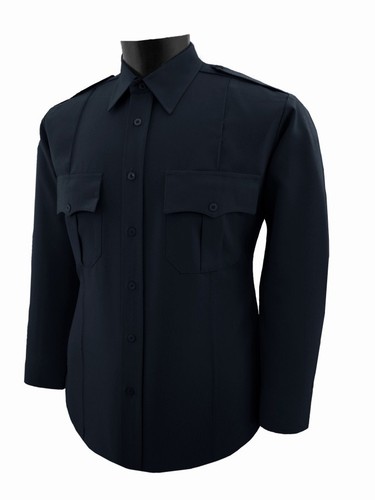 Navy blue security guard police polyester shirt Long Sleeve | eBay