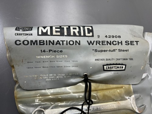 (K) VINTAGE CRAFTSMAN 9 42908 14PC -V- METRIC COMBINATION WRENCH SET ...