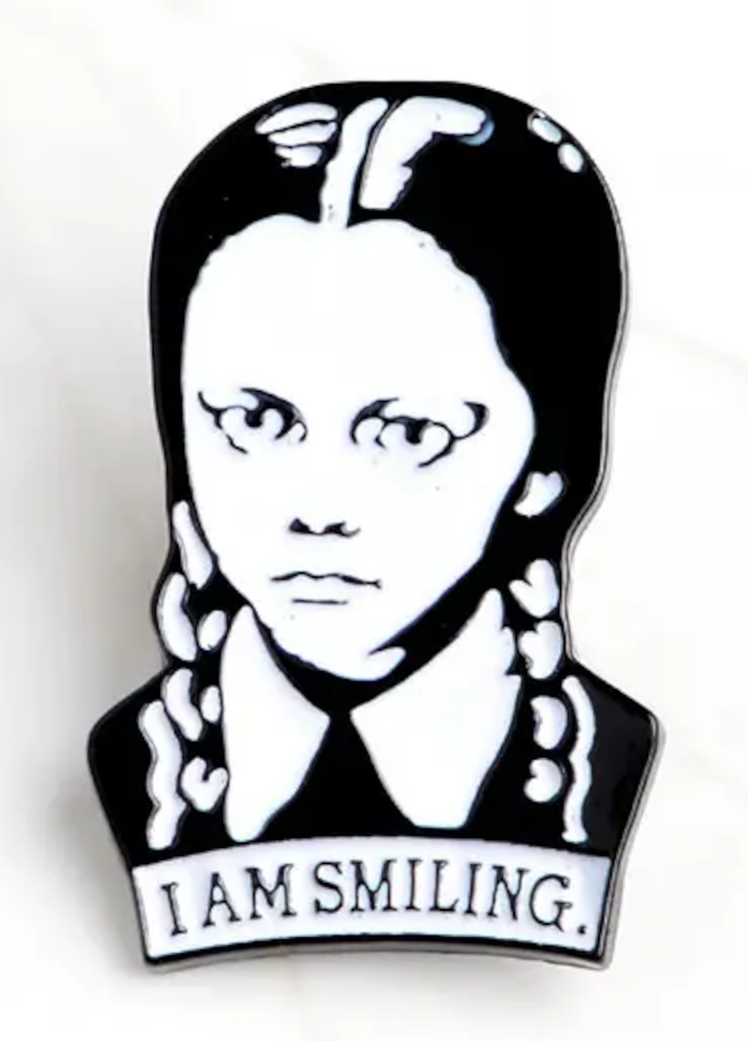 "I Am Smiling" Wednesday Addams Family Lapel Pin Enamel Black White ...