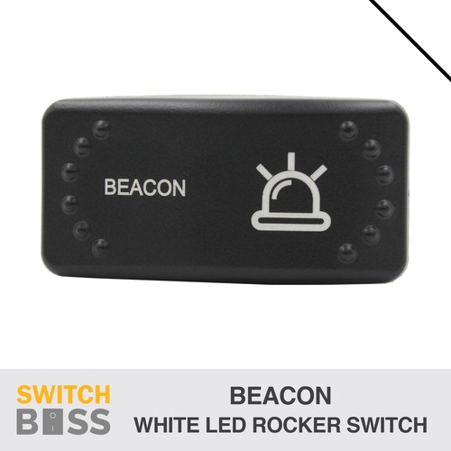 Beacon LASER ETCHED Horizontal Rocker Switch White LED 12v 24v On-Off ...