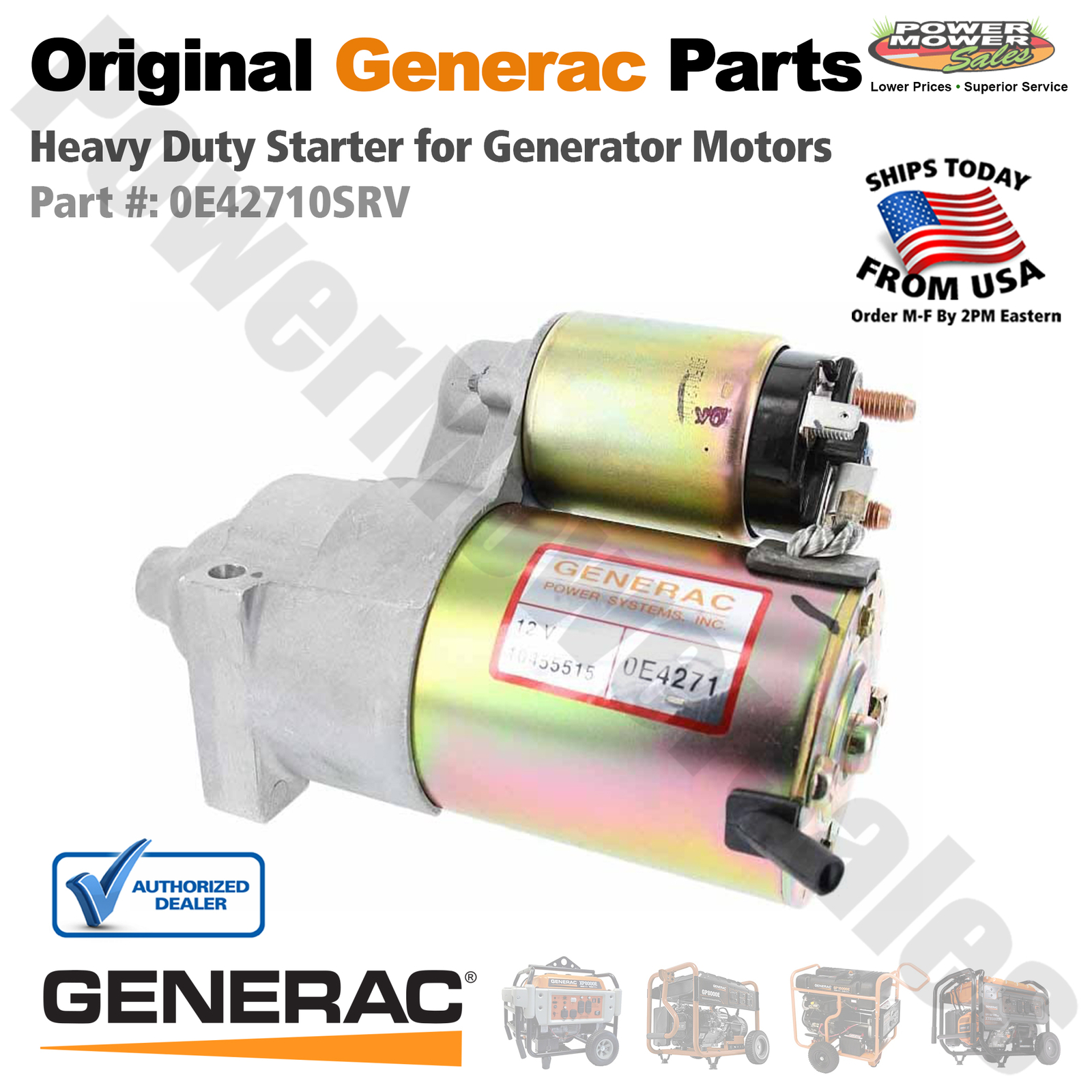 Genuine OEM Generac Heavy Duty Starter for Generator Motors / 0D9708 ...