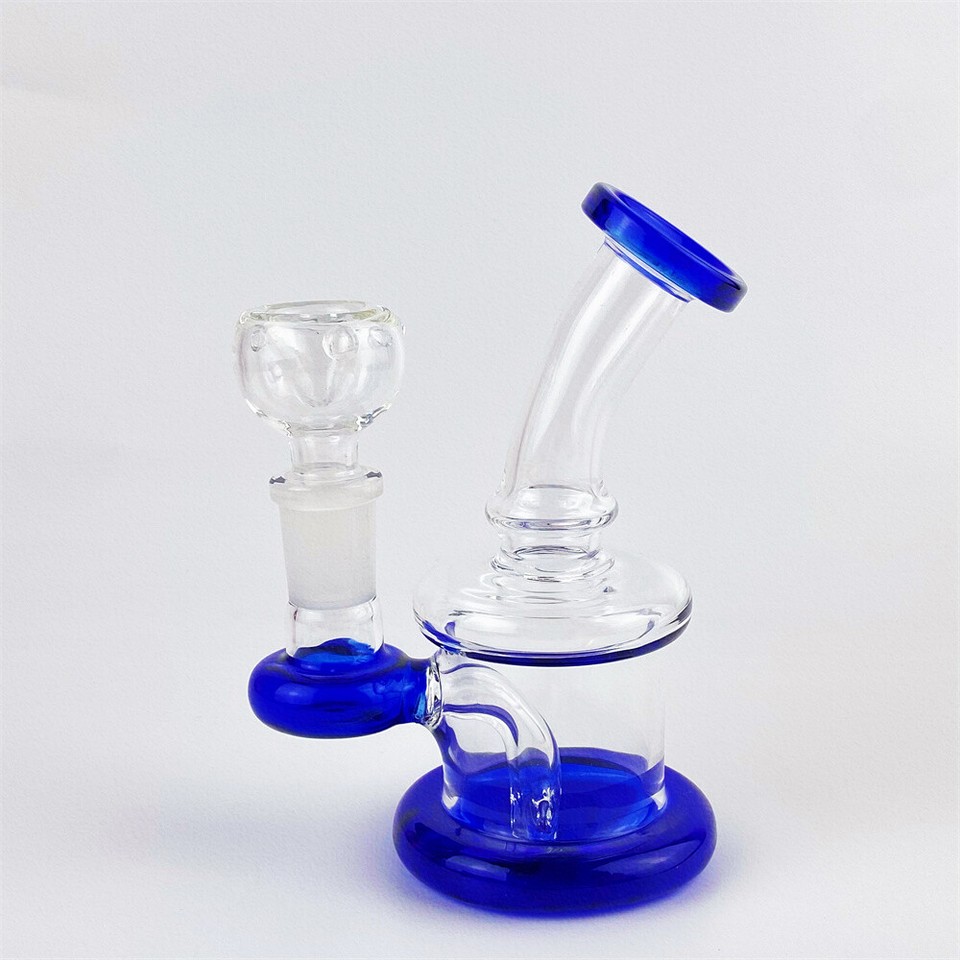 4" Mini Blue Glass Bong Diffused Perc Premium Quality Water Pipe Hookah ...