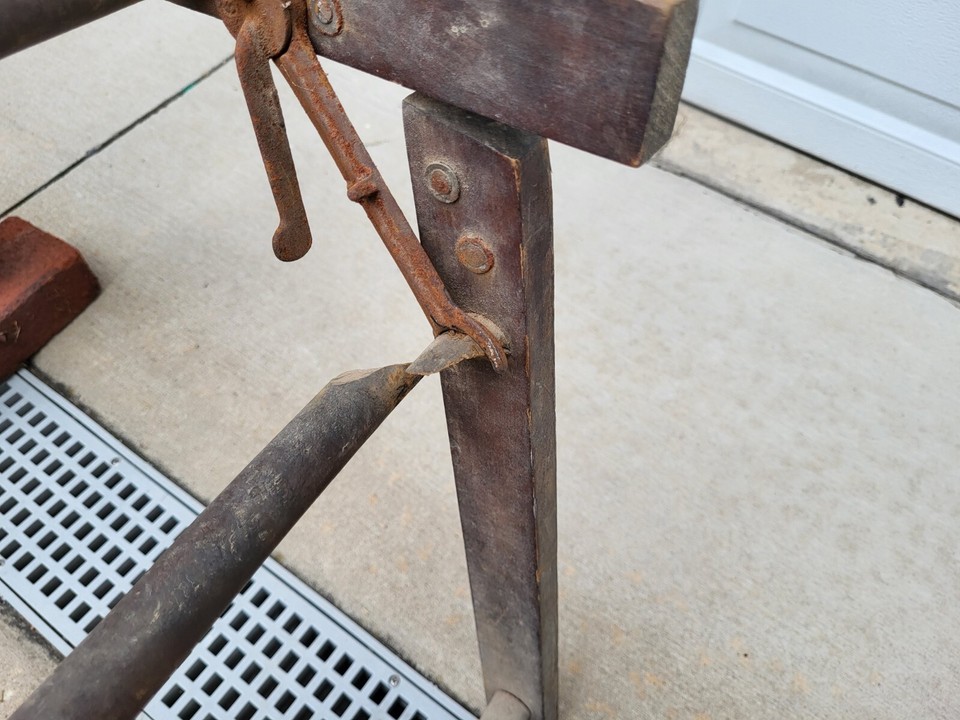 PRIMITIVE DATED WOOD FOLDING WASH STAND FOR GALVANIZED TIN TUBS | eBay
