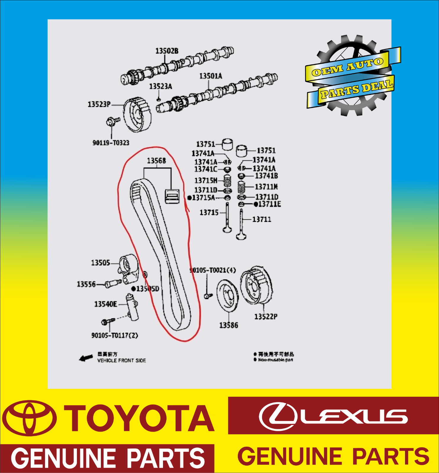 13568-09131+Toyota+Belt+Timing+1356809131+Genuine+OEM+Part for sale ...