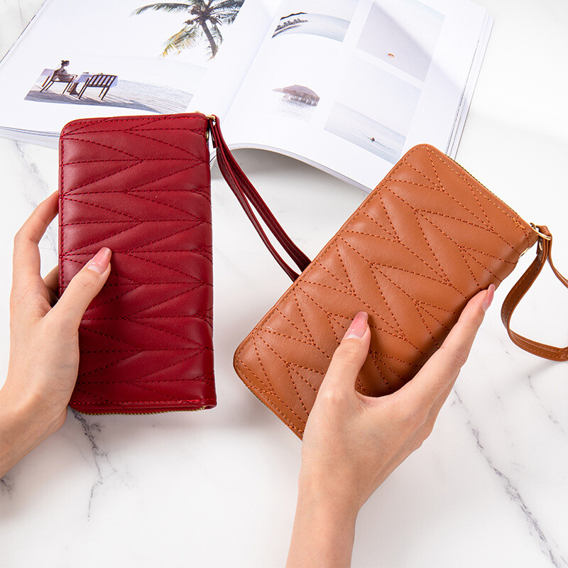 Modern Pu Leather Female Long Wallet With Zipper Sweet And Fresh Style ...