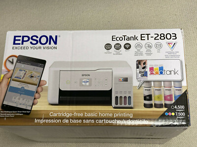 NEW Epson EcoTank ET-2803 Color Inkjet All-In-One Printer - White ...