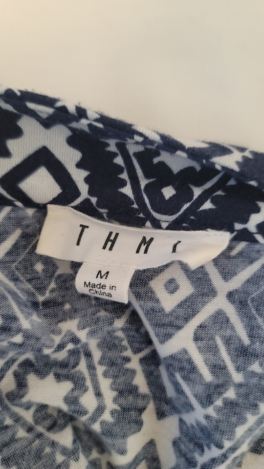 THML Tank Dress Navy White print Knee Length Womens Size m | eBay